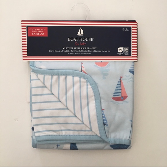 Boathouse Sports | Other | Baby Blanket Reversible Blue White Stripes ...